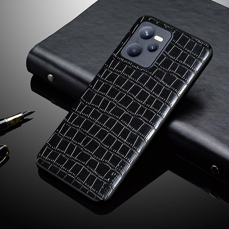 Чехол-бампер MyPads Silicone Croco на Realme C35 / Narzo 50A Prime из силикона с дизайном под кожу крокодила черный