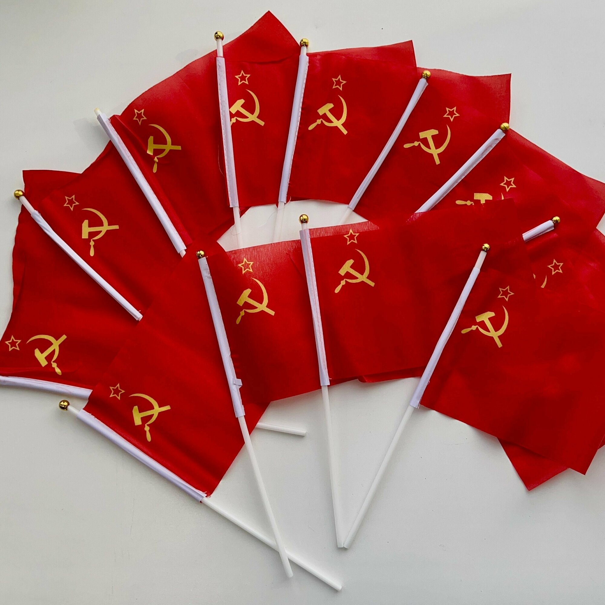 Флаг СССР из 12шт 15х25см на палочке/ Советский Союз Серп и Молот
