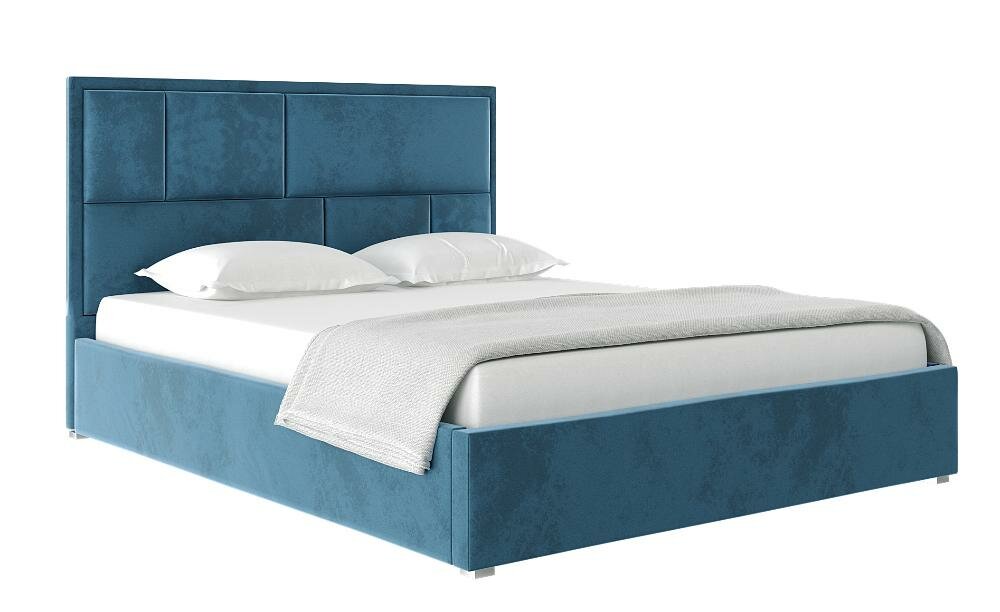 Мэдисон кровать 140 х 200 с подъемным механизмом, ящик для белья, Велюр Синий