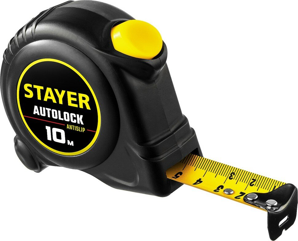 STAYER АutoLock 10м / 25мм рулетка с автостопом ( 2-34126-10-25 )
