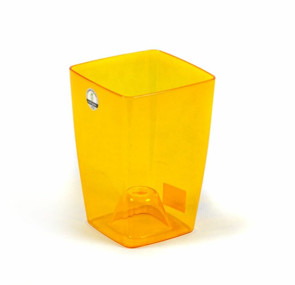 Кашпо орхидейное Сильвия 1,4л Желтое d12,5см, h18см (квадратное)
