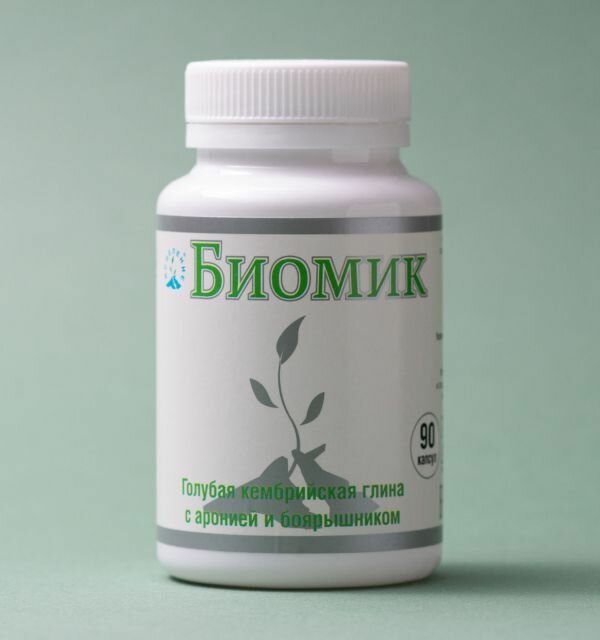 Биомик с голубой кембрийской глиной, аронией, боярышником (для сердечно-сосудистой системы).