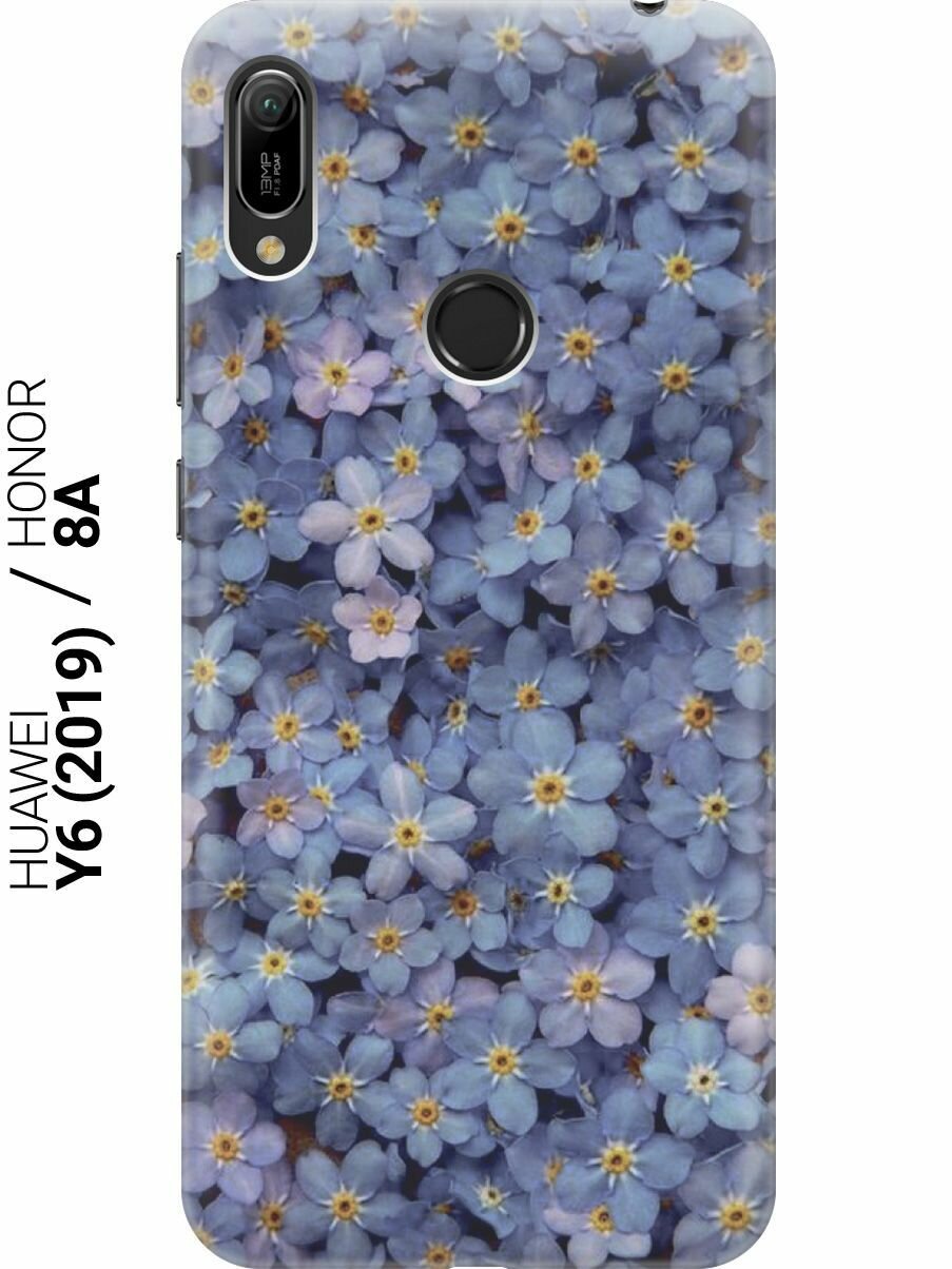 Силиконовый чехол на Honor 8A, 8A Pro, Huawei Y6 (2019), Y6 Prime (2019), Хуавей Хонор 8а с принтом "Голубые фиалки"