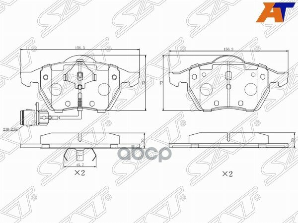 SAT ST-28-0046 Колодки тормозные (Спереди) Audi A4 99-09 / A6 94-10