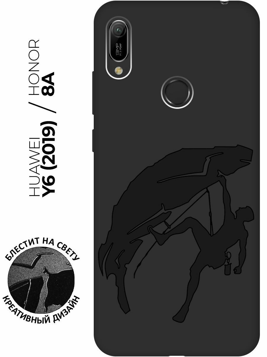 Матовый чехол Climbing для Huawei Y6 (2019) / Y6 Prime (2019) / Honor 8A / 8A Pro / Хонор 8а / Хонор 8а Про / Хуавей У6 2019 / Хуавей У6 Прайм 2019 с эффектом блика черный