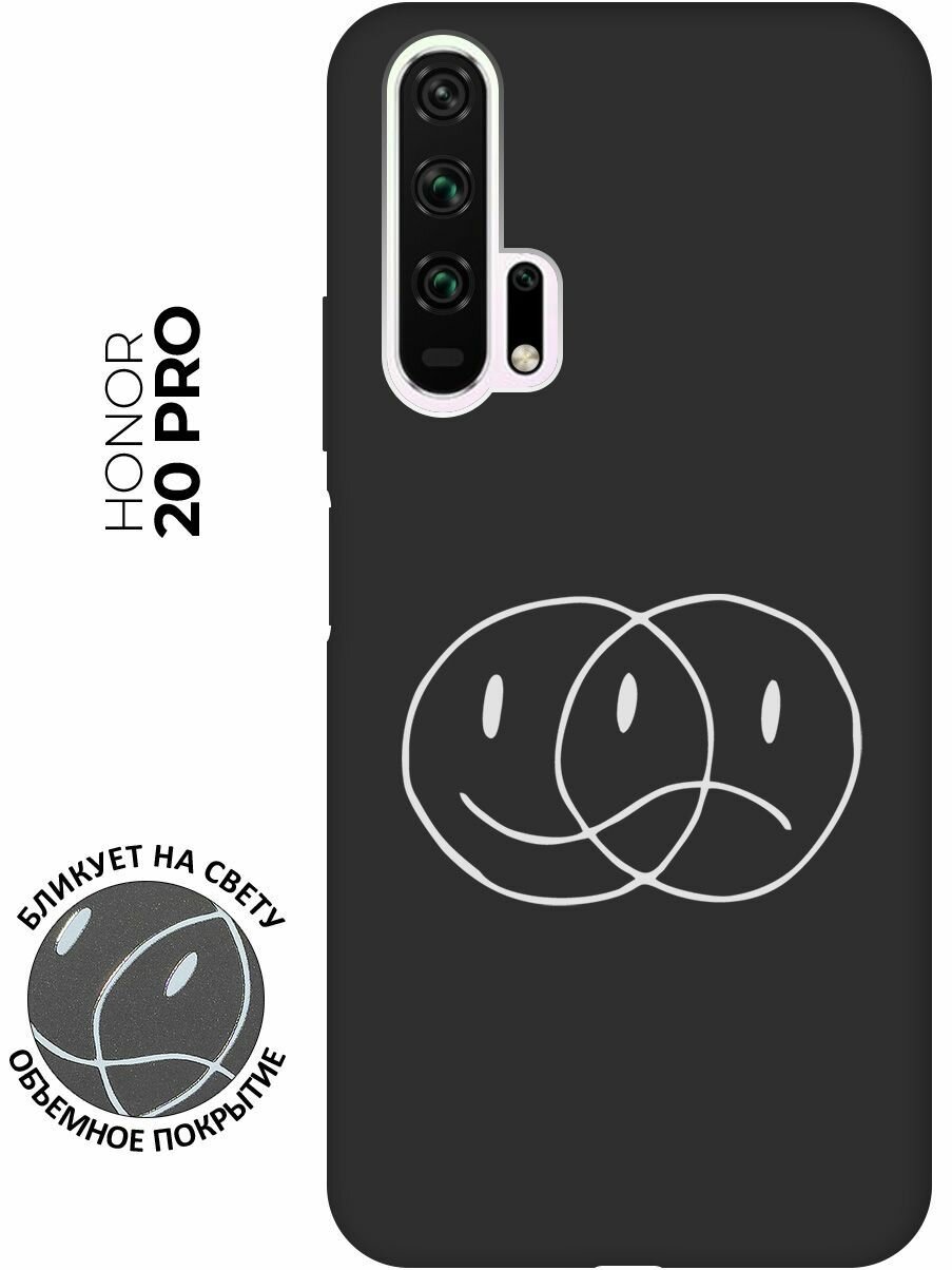 Матовый чехол Two Faces W для Honor 20 Pro / Хонор 20 Про с 3D эффектом черный