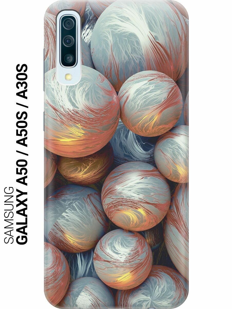 Силиконовый чехол на Samsung Galaxy A50, A50s, A30s, Самсунг А50, А30с, А50с с принтом "Серо-красные шары"