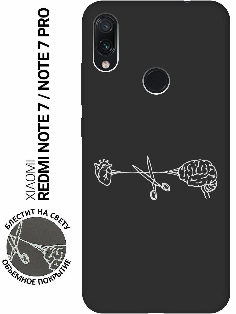 Матовый Soft Touch силиконовый чехол на Xiaomi Redmi Note 7, Note 7 Pro, Сяоми Редми Ноут 7, Ноут 7 Про с 3D принтом "Cut It W" черный