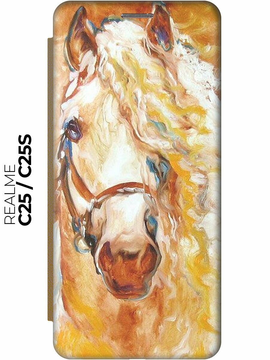 Чехол-книжка Золотистая грива на Realme C25 / C25S / Рилми С25 / С25с золотой