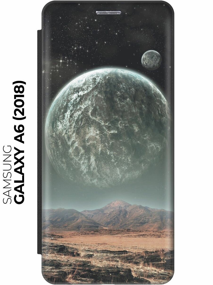 Чехол-книжка Пустыня и космос на Samsung Galaxy A6 (2018) / Самсунг А6 2018 черный