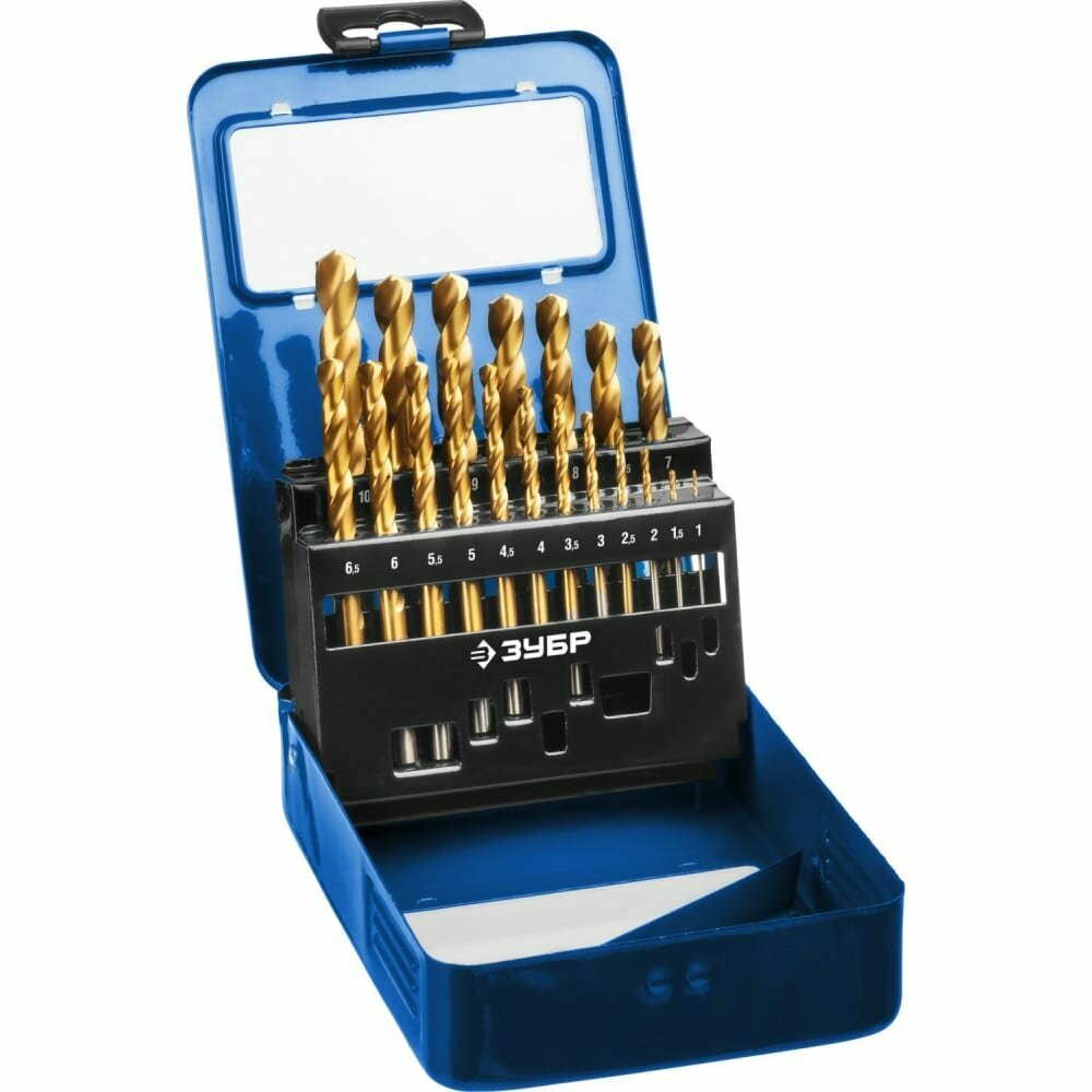 Набор сверл по металлу ЗУБР Титан сталь Р6М5, 1-10 мм, 19 шт 29617-H19_z01