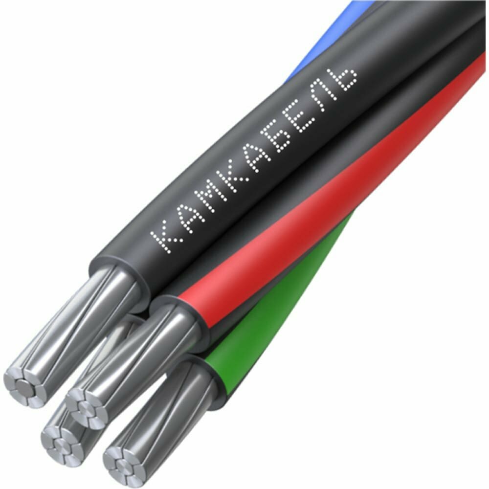 Провод СИП-4 Камкабель, 4x25 мм², алюминий, 100м, ГОСТ, черный