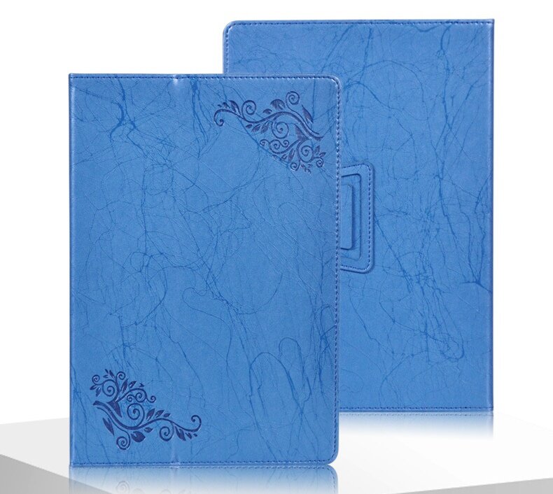 Защитный чехол MyPads закрытого типа с узором для планшета Blackview Tab 10 с держателем для руки синий натуральная кожа Prestige