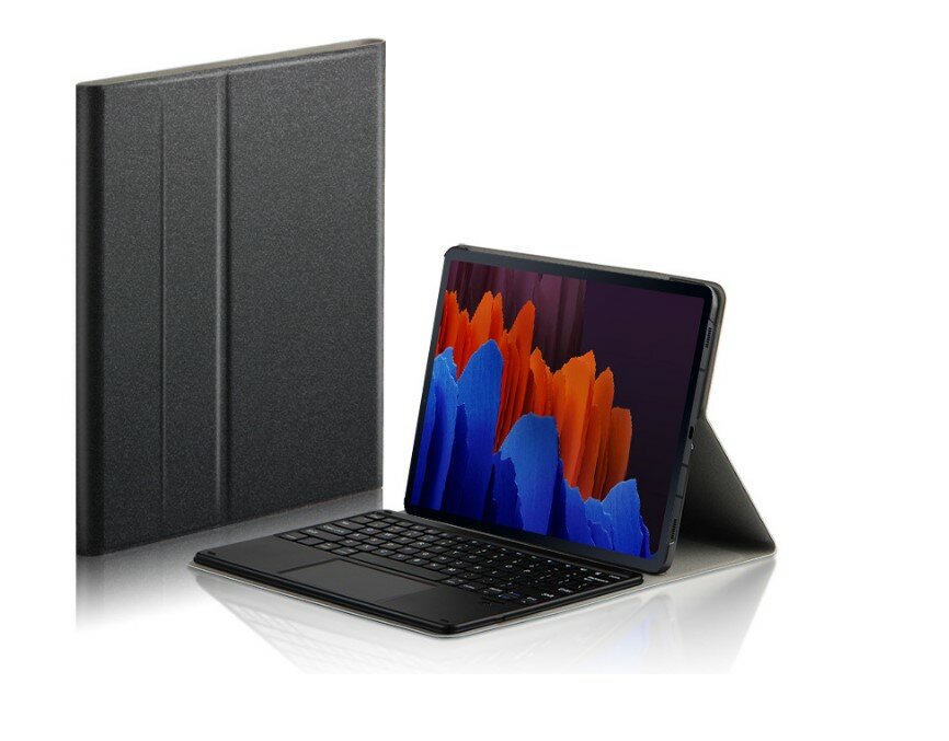 Клавиатура с чехлом MyPads для Lenovo Tab M10 HD TB-X306X 2nd Gen (2021 ZA6V0025RU) съёмная беспроводная Bluetooth-клавиатура черная кожаная + ру.