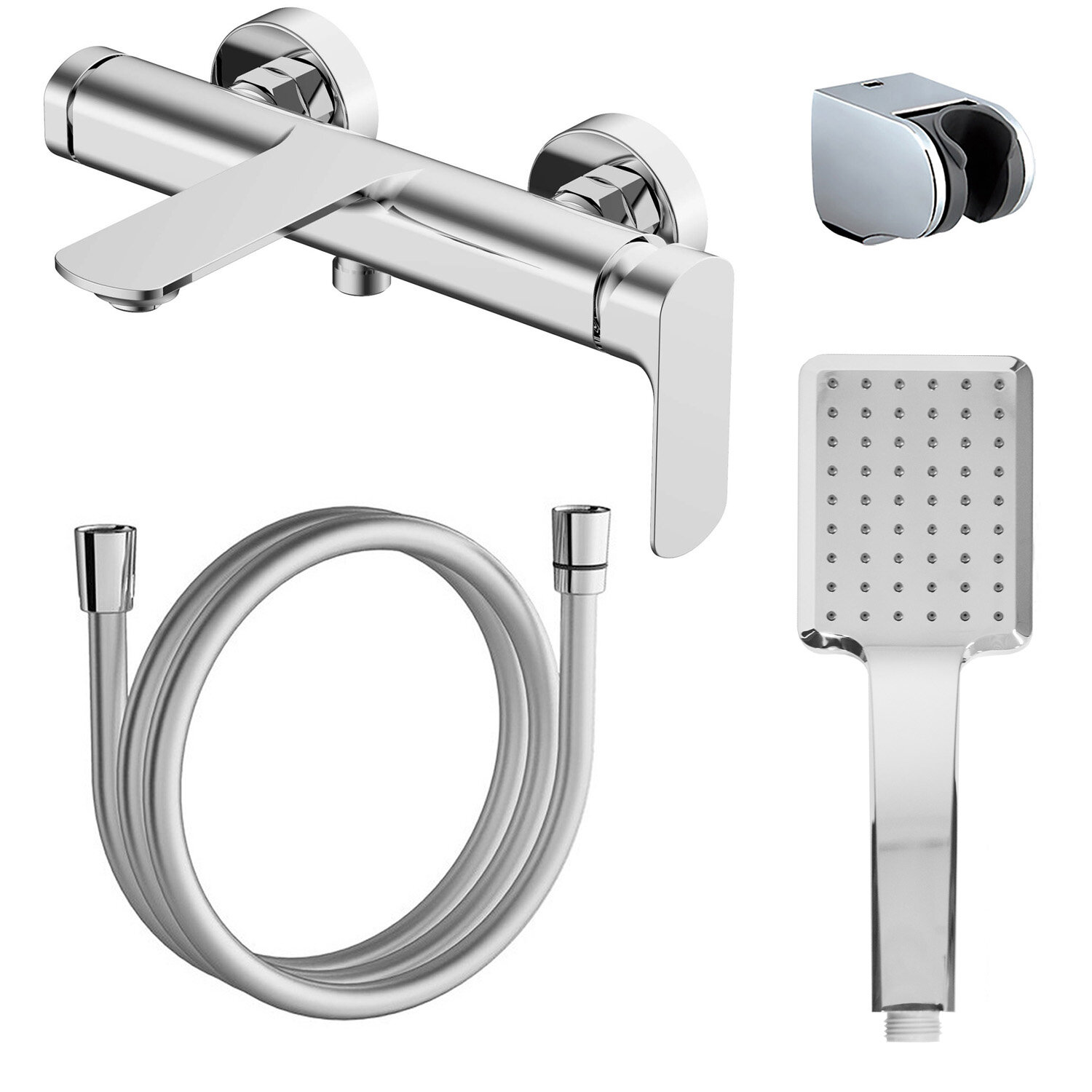 Смеситель для ванны и душа Azario ASHER с ручным душем, керамический картридж, хром, AZ-VNN238311C