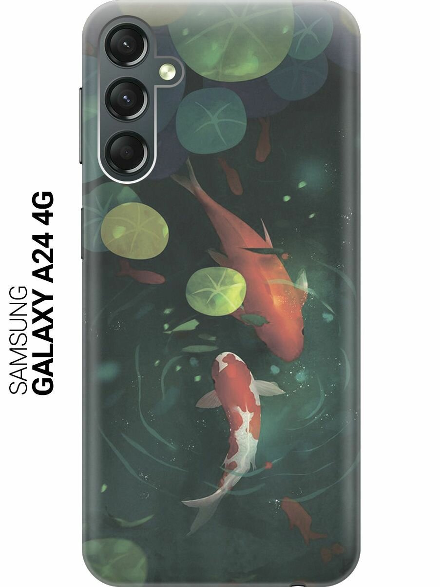 Силиконовый чехол на Samsung Galaxy A24, Самсунг А24 с принтом "Карпы кои"
