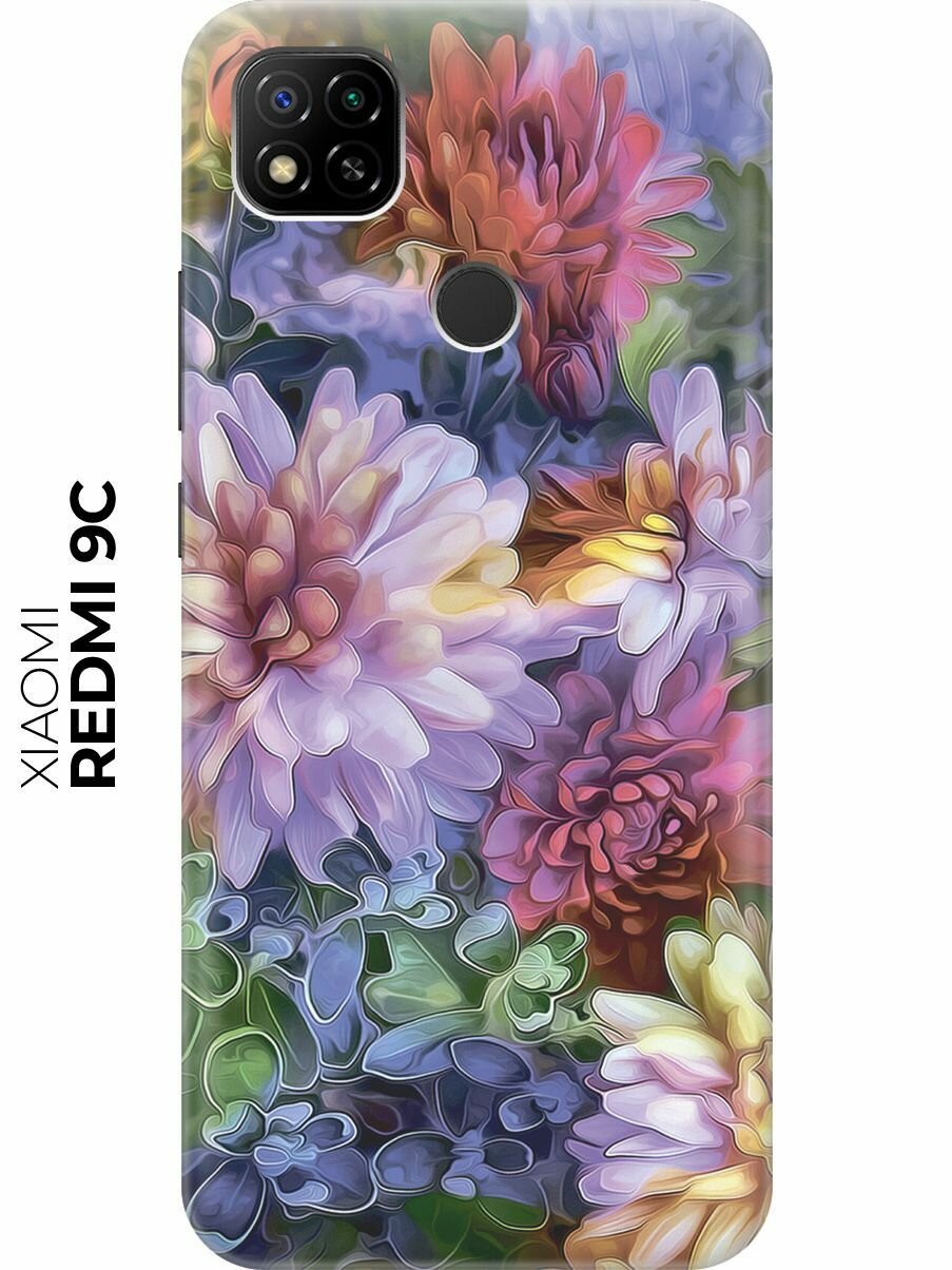 Силиконовый чехол Цветные хризантемы на Xiaomi Redmi 9C / Сяоми Редми 9С