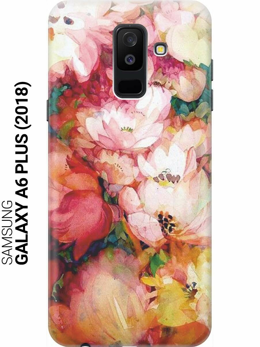 Ультратонкий силиконовый чехол-накладка для Samsung Galaxy A6 Plus (2018) с принтом "Яркие цветы"