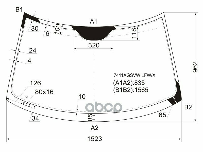 Стекло лобовое Cadillac BLS 06-10 / Saab 9-3 02-14 XYG арт. 7411AGSVWLFWX