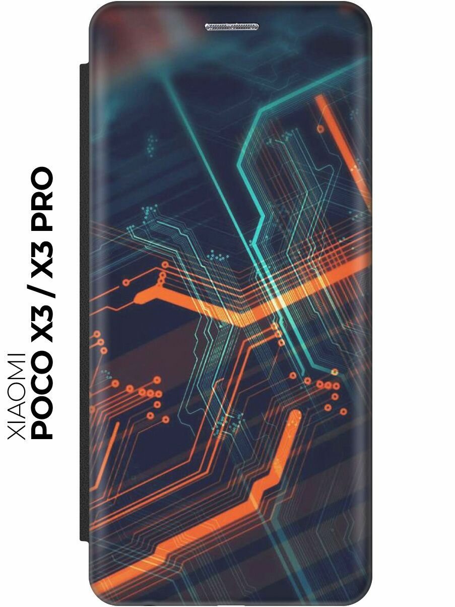 Чехол-книжка Микросхема на Xiaomi Poco X3 / X3 Pro / Сяоми Поко Х3 / Х3 Про черный