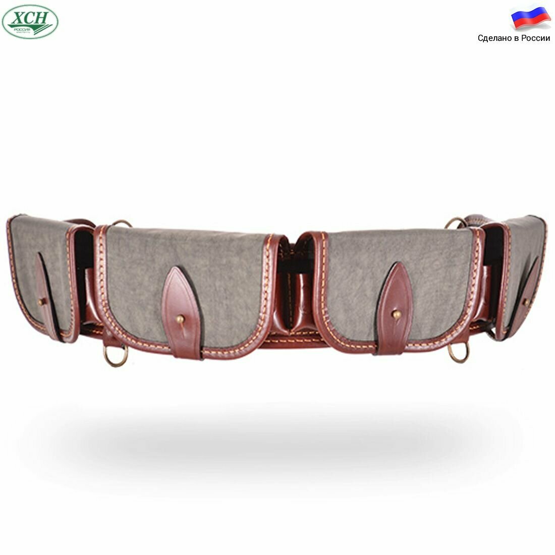 Патронташ комбинированный кожа-ткань Калибр 12 на 24 патрона закрытый серии VIP ХСН