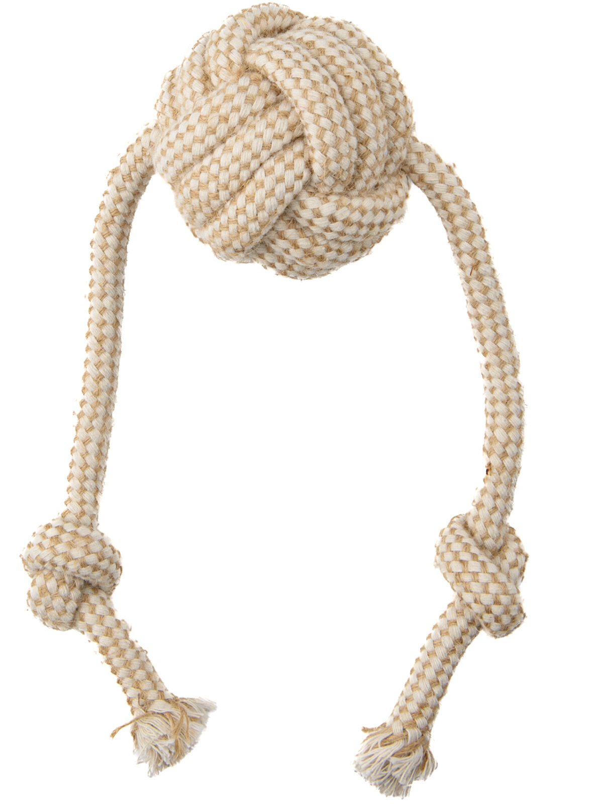 Игрушка для собак Mr.Kranch Мяч из каната на шнуре 48 х 8 см, цвет - натуральный