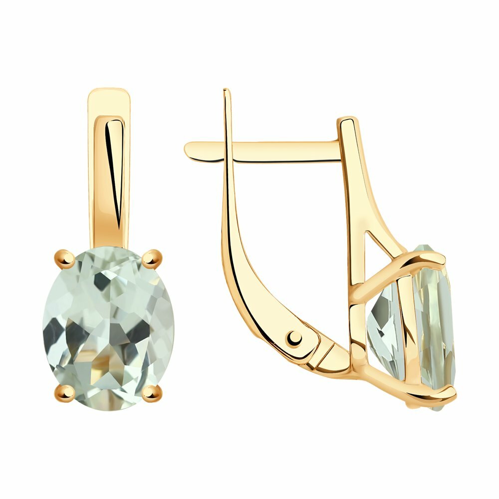 Серьги, красное золото, 585 проба, аметист