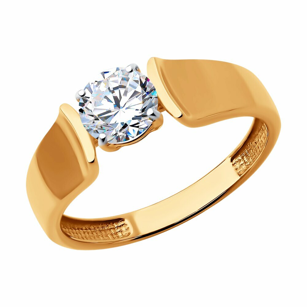 Кольцо, красное золото, 585 проба, фианит