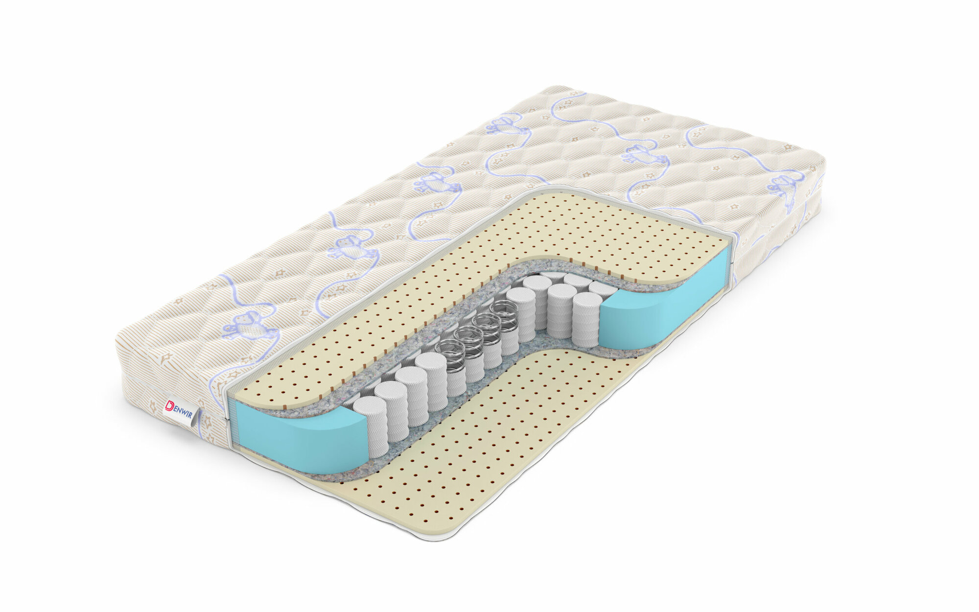 Матрас Denwir Baby Spring Soft 12 70х160 высота 12 см анатомический средней жесткости латексный Независимые пружины