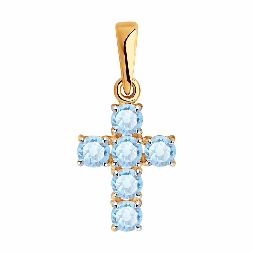 Подвеска, красное золото, 585 проба, топаз