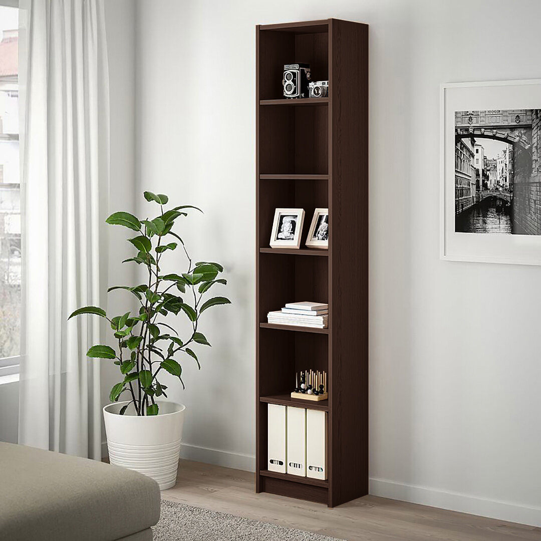 Стеллаж Билли 10 Венге Цаво 3354 NEW 40x28x202 см, черный GOODFORM