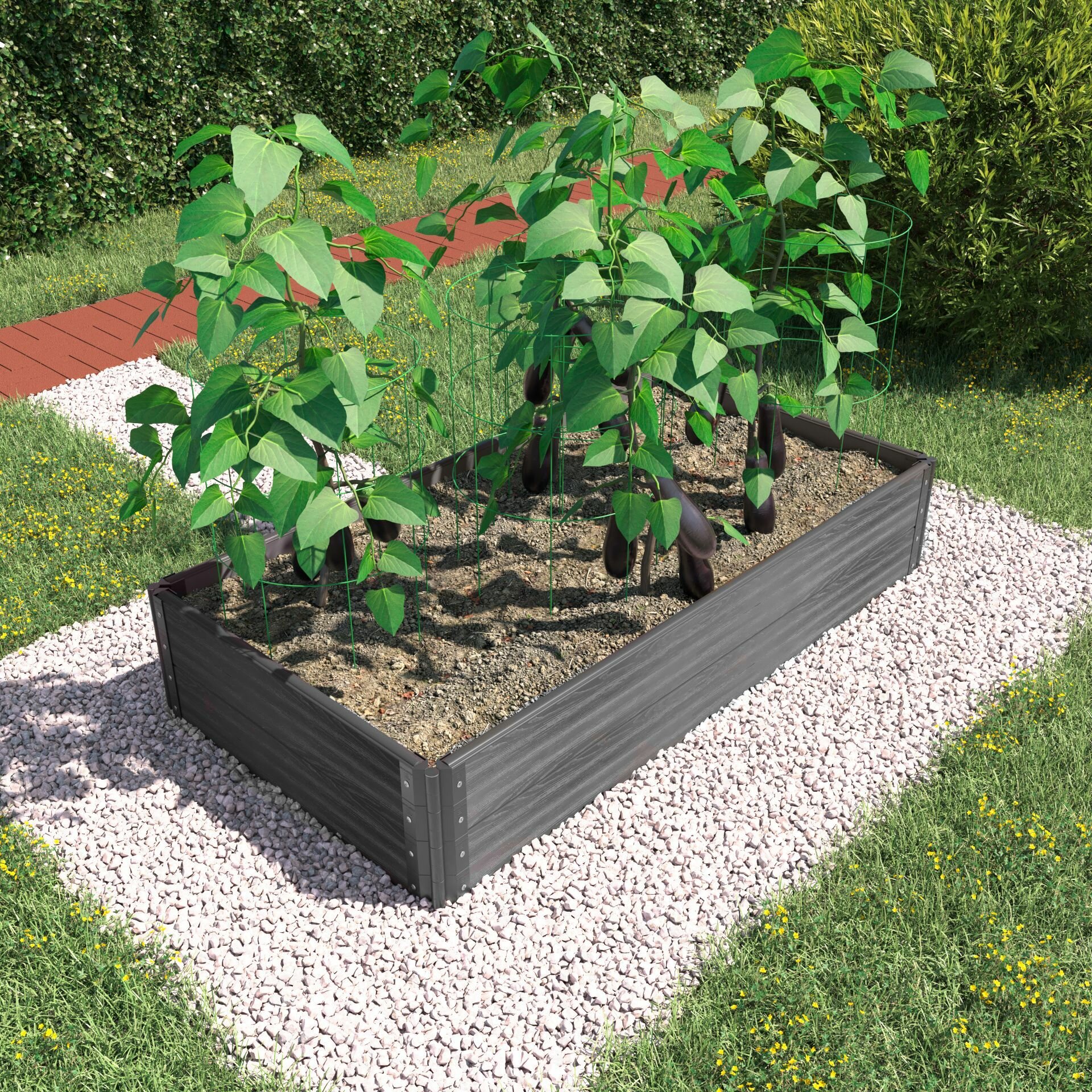 Грядка из ДПК 1.5 м x 0.75 м, (высота грядки: 30 см (15+15 см), цвет: графит)