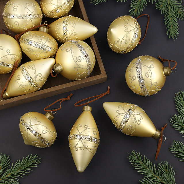 Елочные шары Palacio Elegante 8-12 см, 12 шт, стекло, Winter Deco, 19039-23251