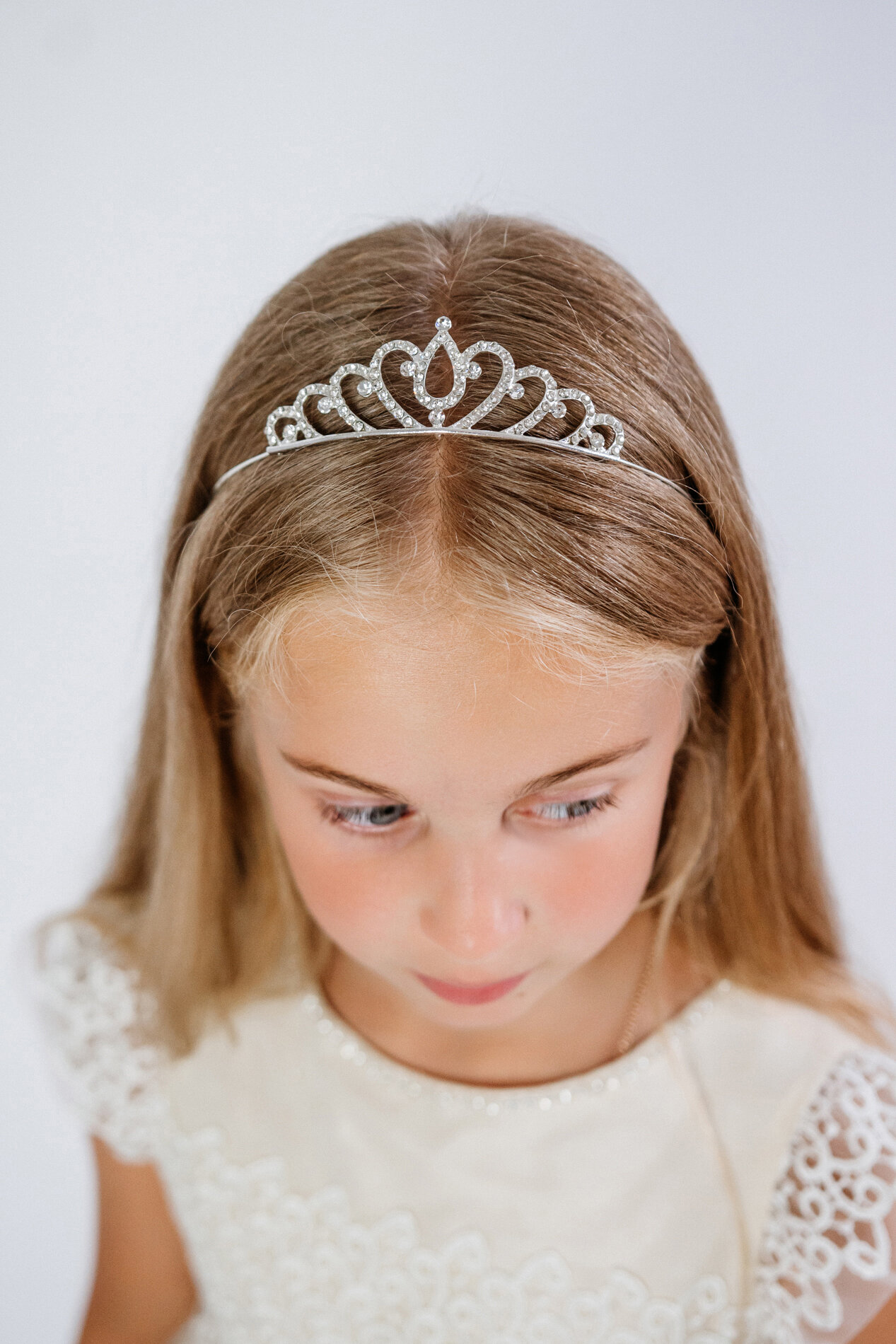 Диадема для девочки напраздник серебряная корона тиара с закругленными концами