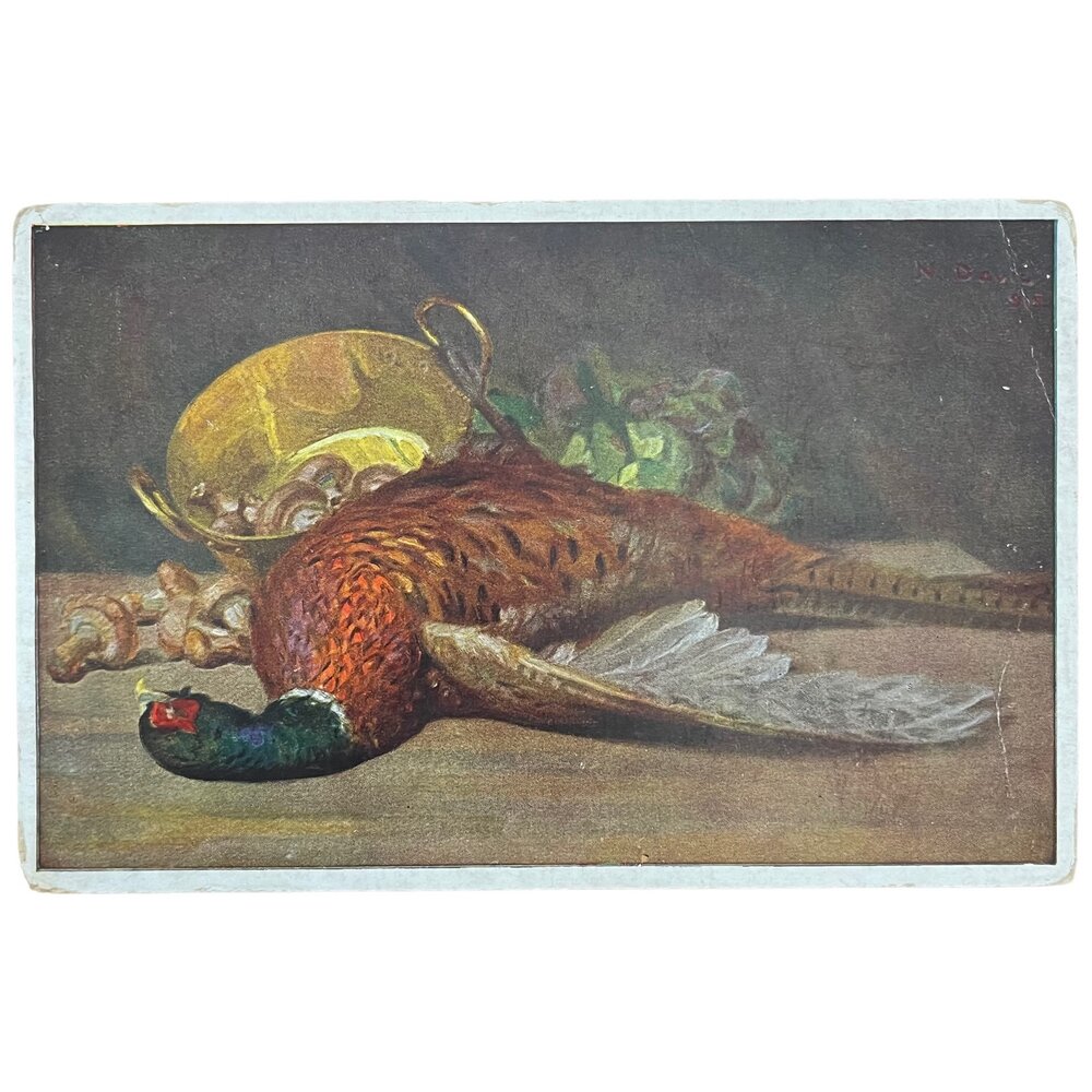 Почтовая открытка "Фазан. Натюрморт" XX век, Франция