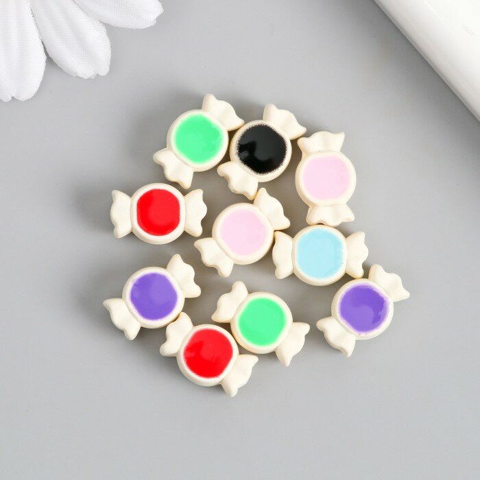 Бусина для творчества пластик Конфетка, 0.8×1×1.5 см, микс, 10 шт.