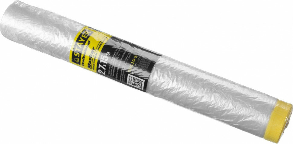 STAYER Пленка STAYER "PROFESSIONAL" защитная с клейкой лентой "маскер", HDPE, 9мкм, 2,7х15м, ( 12255-270-15 )