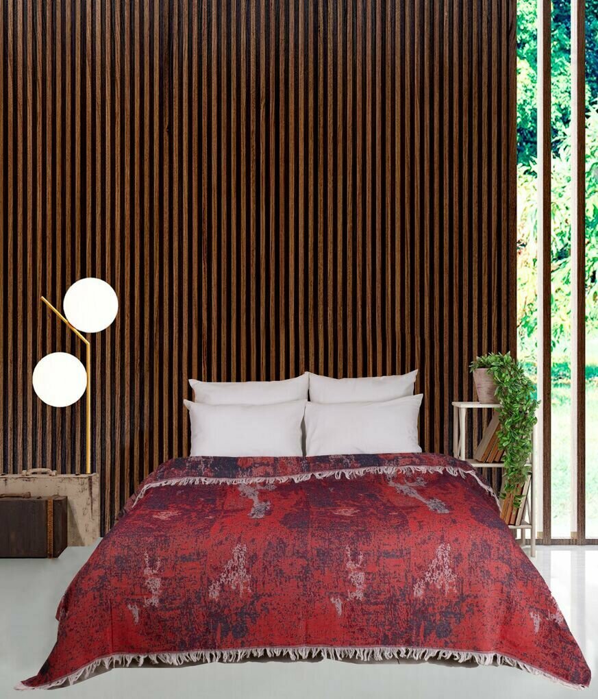 Плед Кипарис, Турция, Евро 200x240, 100% хлопок, Pled красный