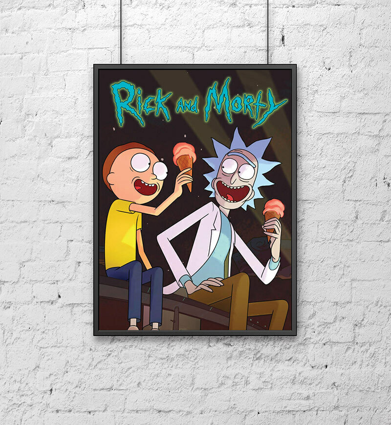 Постер для интерьера на стену (30х40 см). Мультсериал Рик и Морти - мороженое (Rick and Morty)