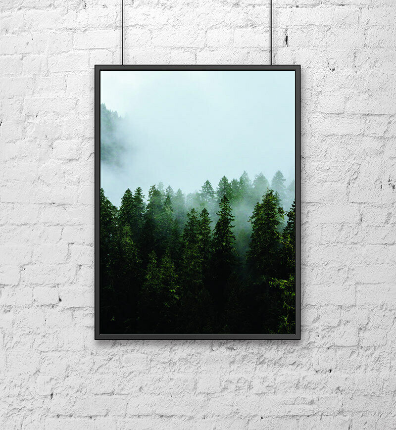 Постер для интерьера на стену (50х70 см). Лес в тумане