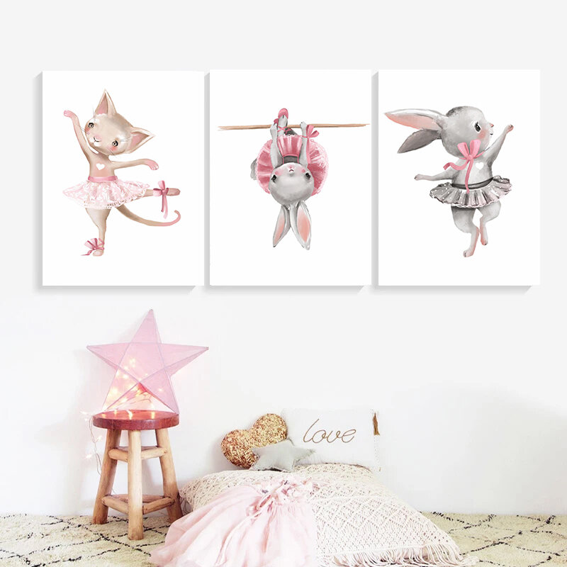 Набор постеров для интерьера на стену (А4). Акварельный балет (3 шт)