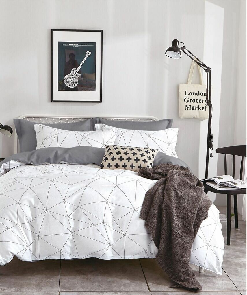 Постельное белье Valtery C-509, евростандарт, хлопок, 6 предметов, 4 наволочки