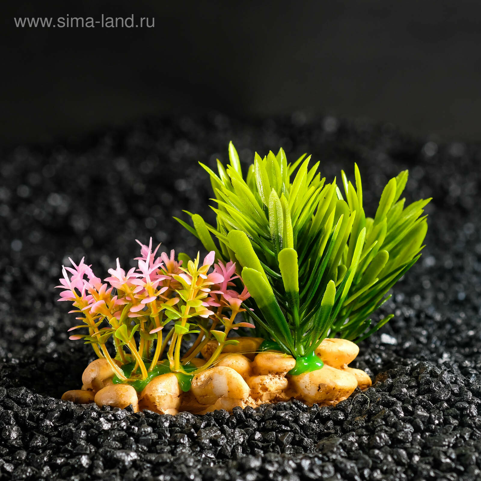 Растение искусственное аквариумное на подставке под камень, 14 х 11 х 7 см, 3184336