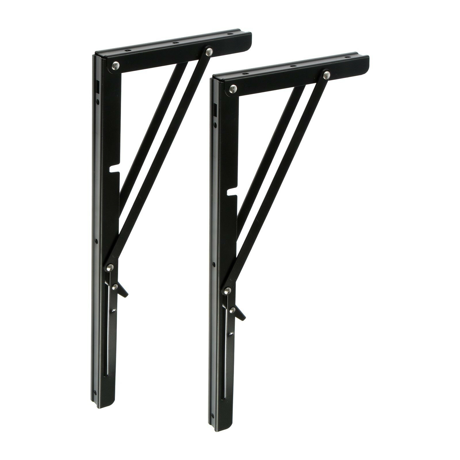 Кронштейн складной для столов и полок тундра, K001, 2 шт, длина 400 мм, сталь цвет черный, 9703746