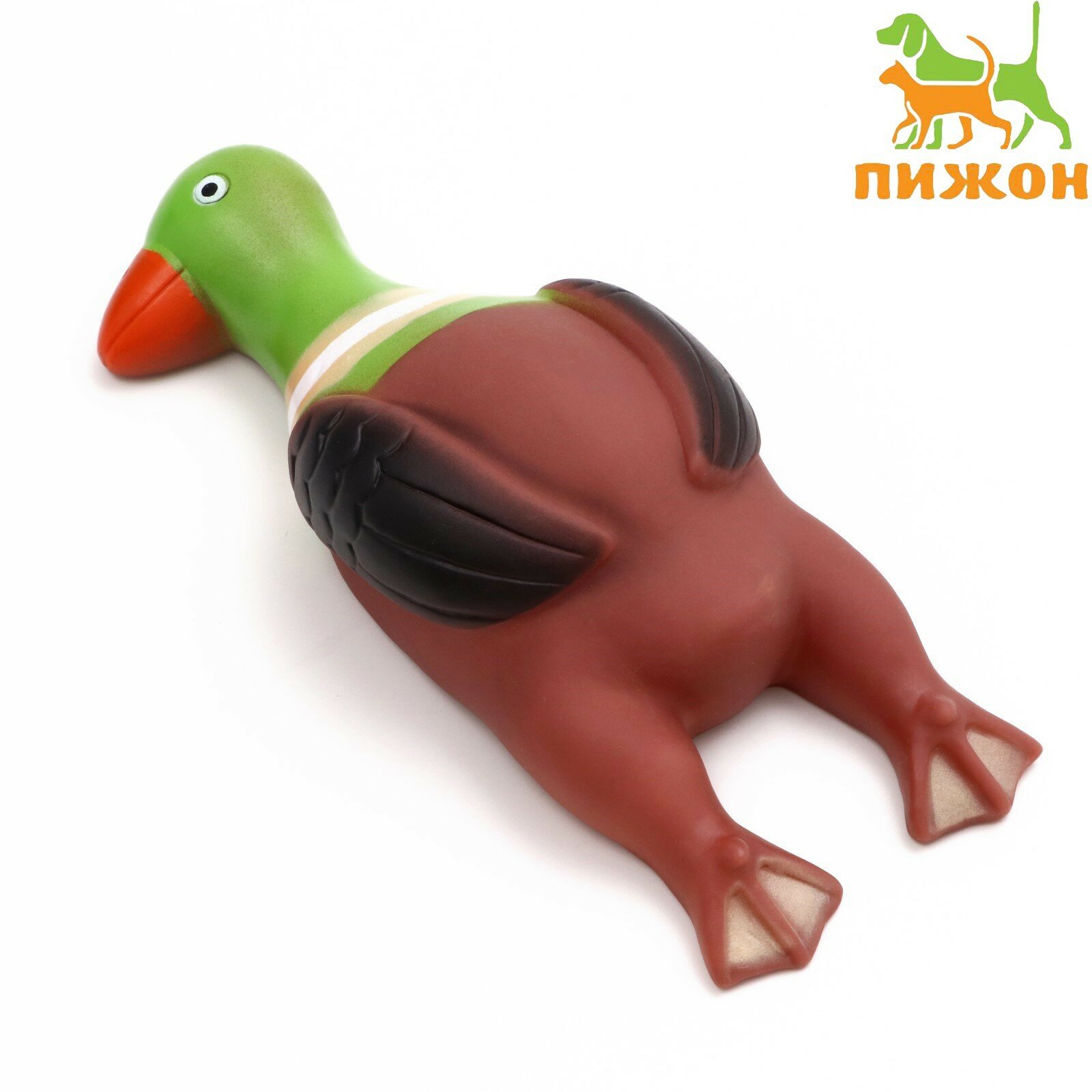Игрушка пищащая "Скромная утка" для собак, 18 х 7 х 4 см, коричневая, 7159748