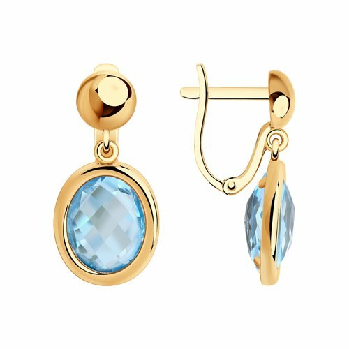 Серьги, красное золото, 375 проба, топаз