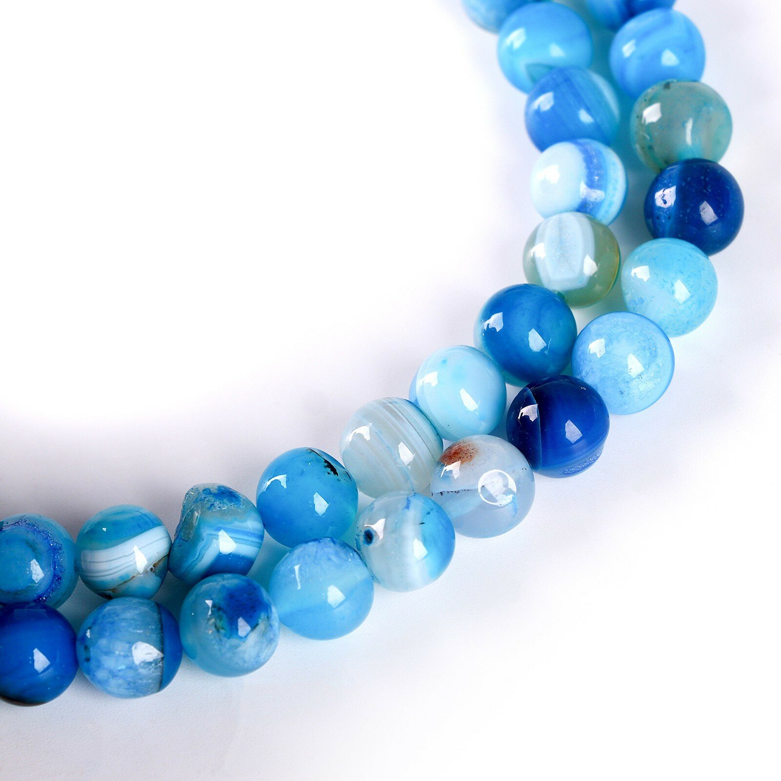 Бусины из натурального камня «Голубой агат» набор 36 шт, размер 1 шт. — 10 мм, 9449659