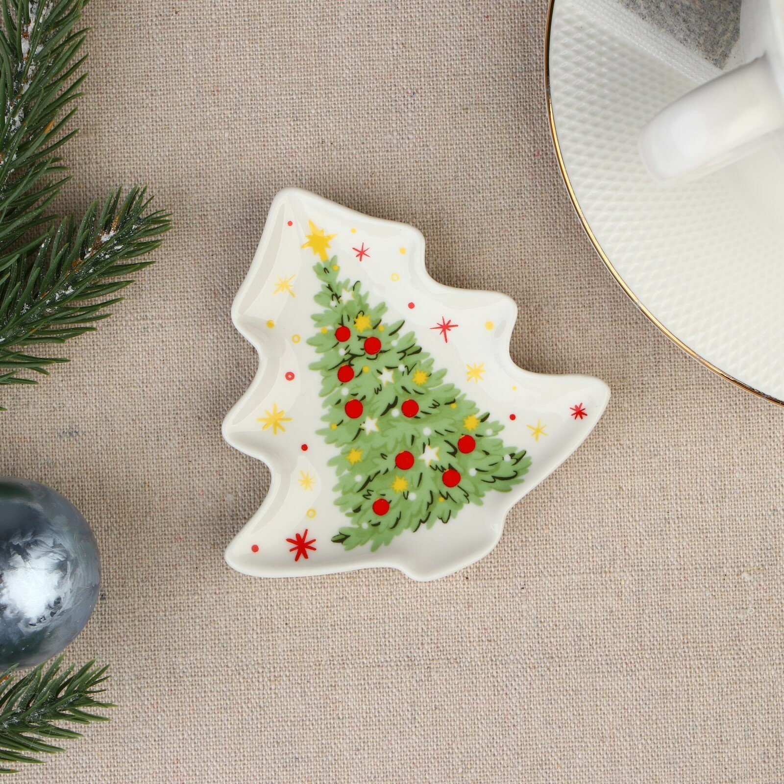 Подставка под чайный пакетик «Ёлочка», 8.7 х 8.5 см, 9574992