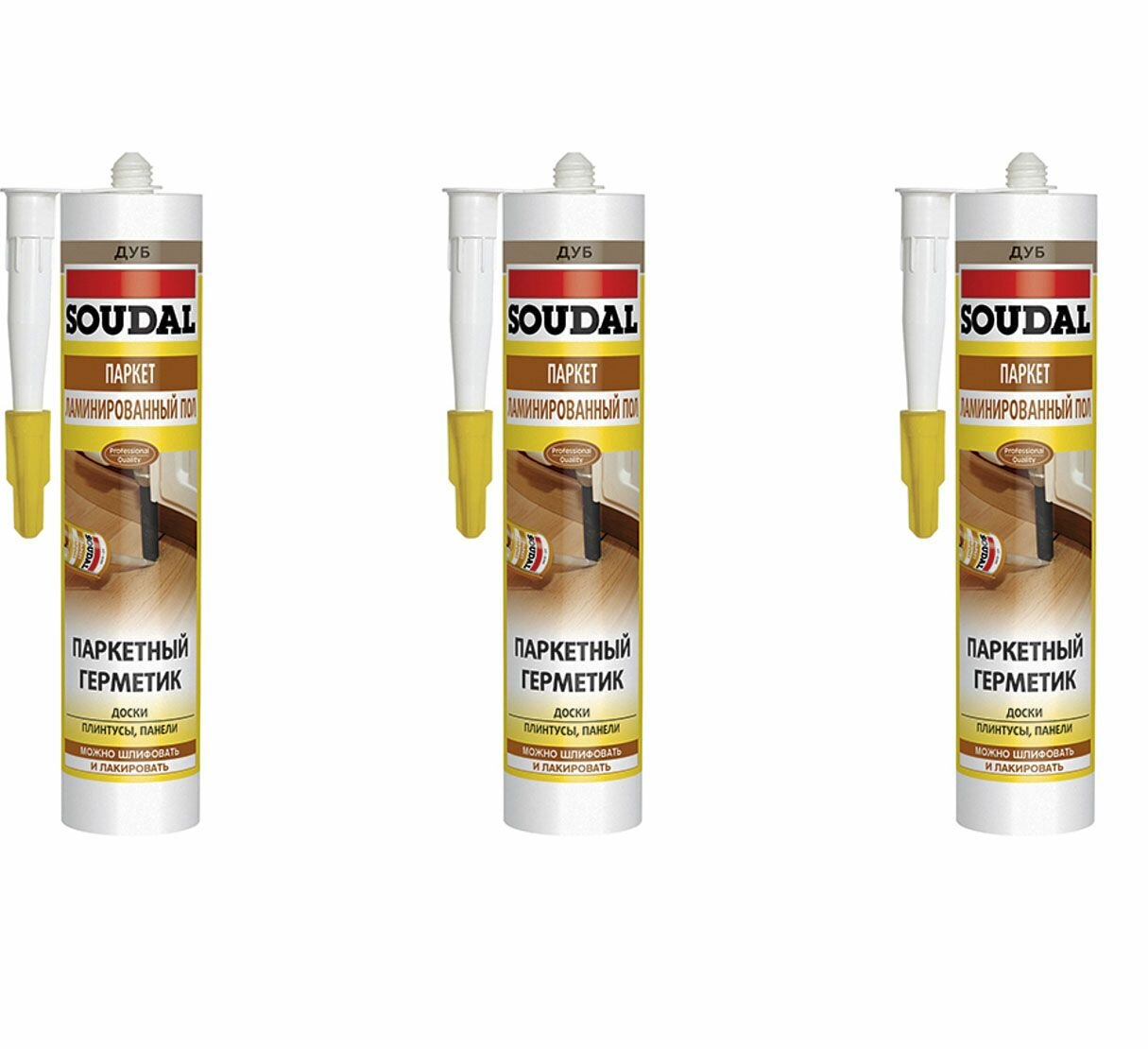 Герметик акриловый для дерева и паркета Soudal дуб 280 мл (3 шт.)