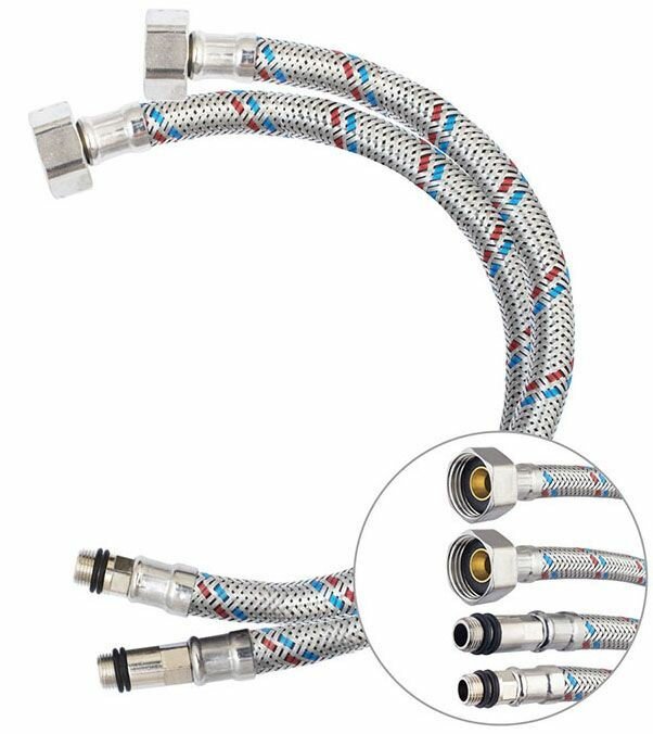 Клип 1303 подводка гибкая для смесителя со стальной гайкой 1/2"хМ10, 400мм (2 шт.)